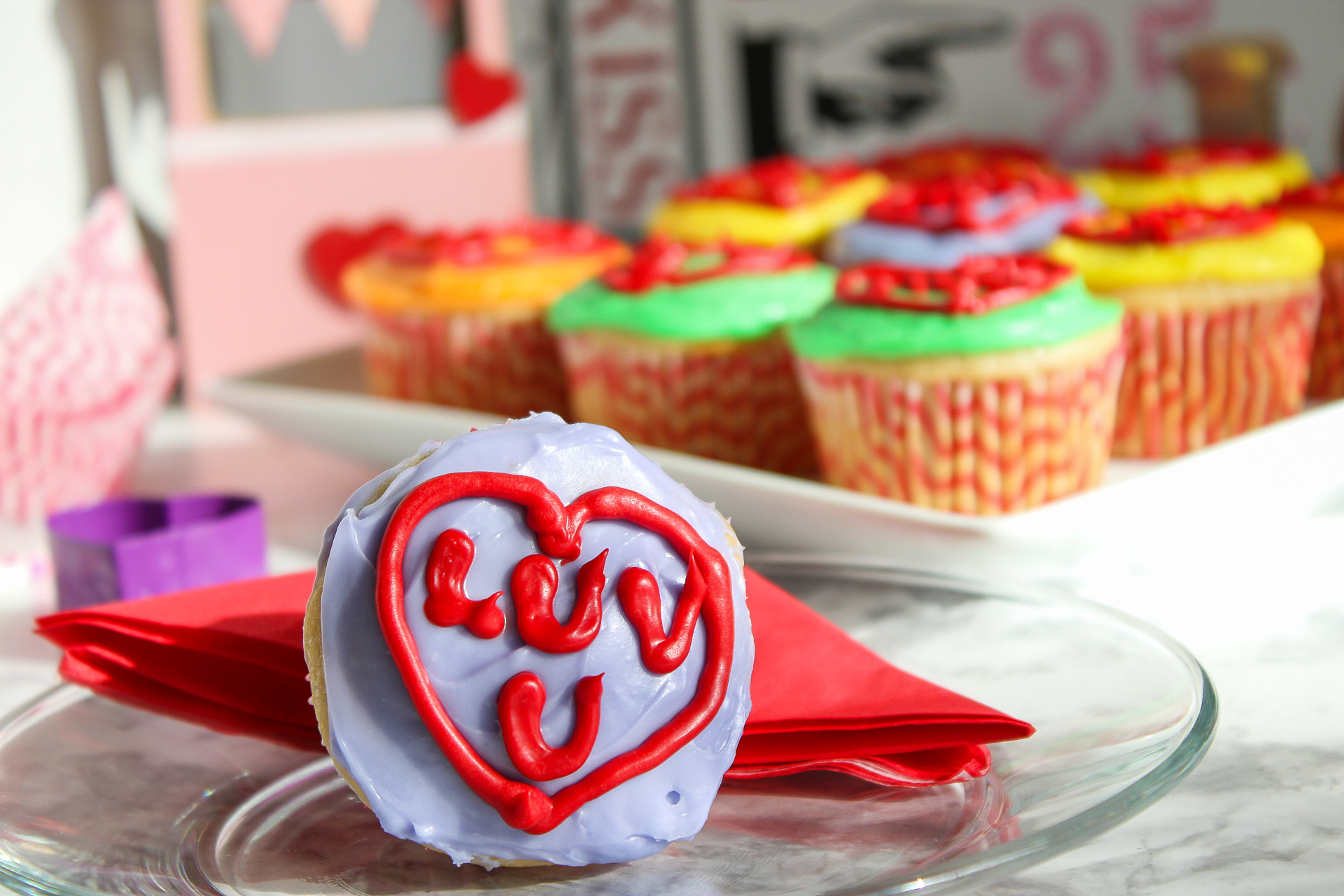 Conversation heart cupcakes